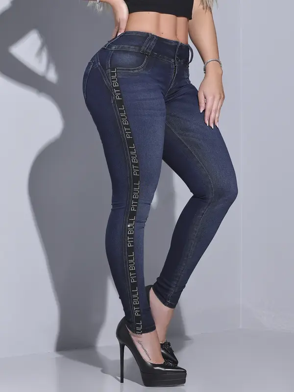 CALÇA FEMININA MODELADORA PIT BULL JEANS COM FAIXA LATERAL ...