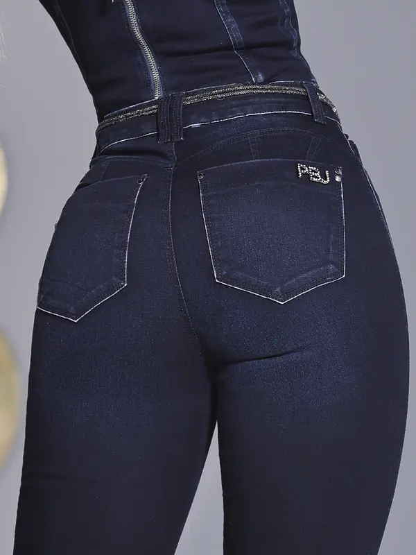 CALÇA FLARE MODELADORA ELEGANTE PIT BULL JEANS COM CINTO E FENDA ...